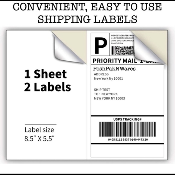 Posh Pak n Wares | Office | 8 Blank Shipping Labels 40 Sheets Fixed ...